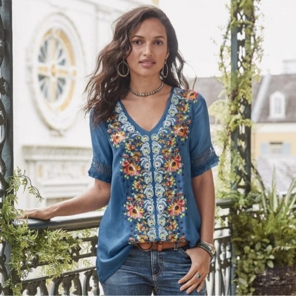 Sundance | Tops | Sundance Embroidered Rossi Floral Top Cupro Short ...